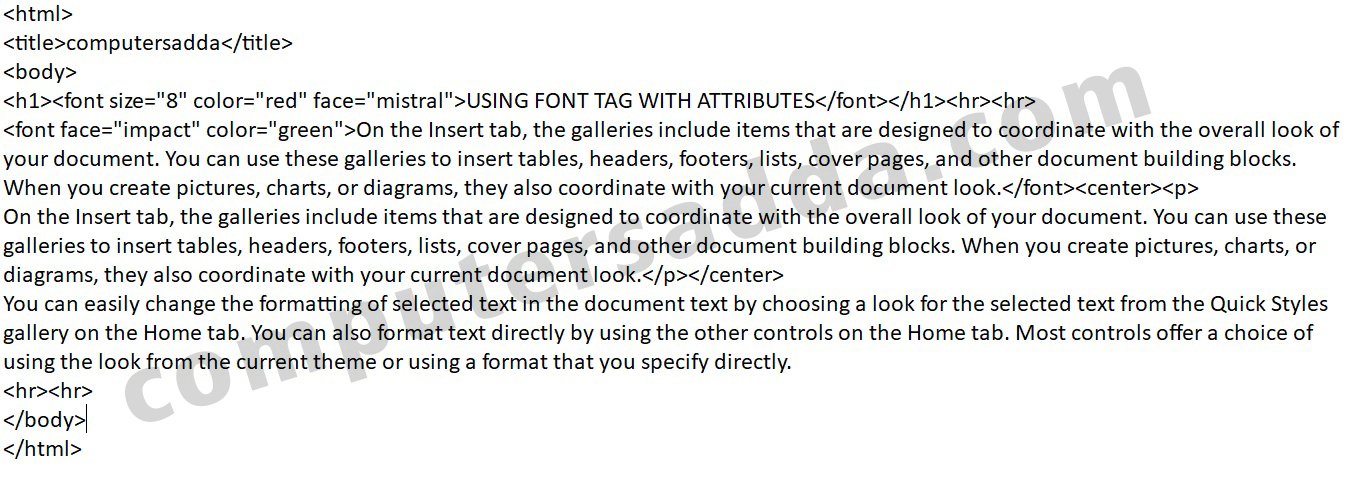 Html Telugu Tutorials Part 7 Text Formatsizelayout 15 Tags And Attributes Computers Adda