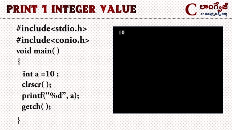 Printing Integer And Float Values In C Lang Telugu 4 Programs Extra Output Computers Adda