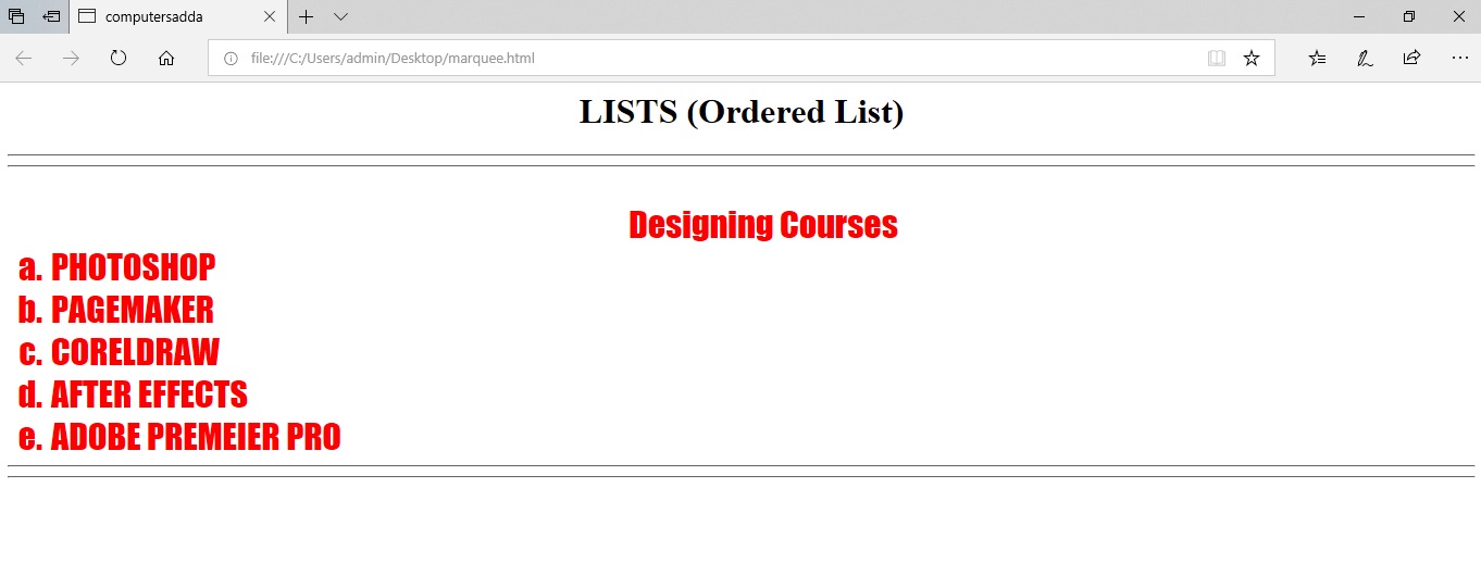 Html Telugu Tutorials Part 10 Ordered List With Attributes Computers Adda
