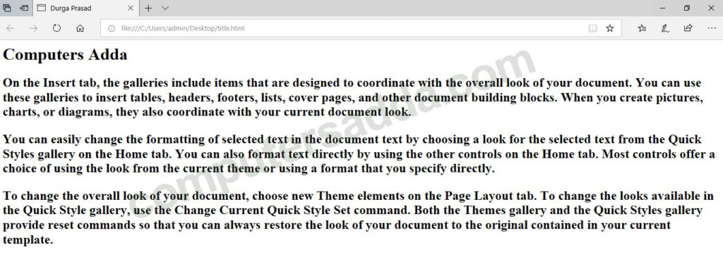 Html Telugu Tutorials Heading And Paragraph Tags Part 5 Computers