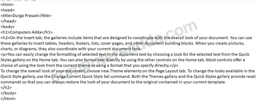 Html Telugu Tutorials Heading And Paragraph Tags Part 5 Computers Adda